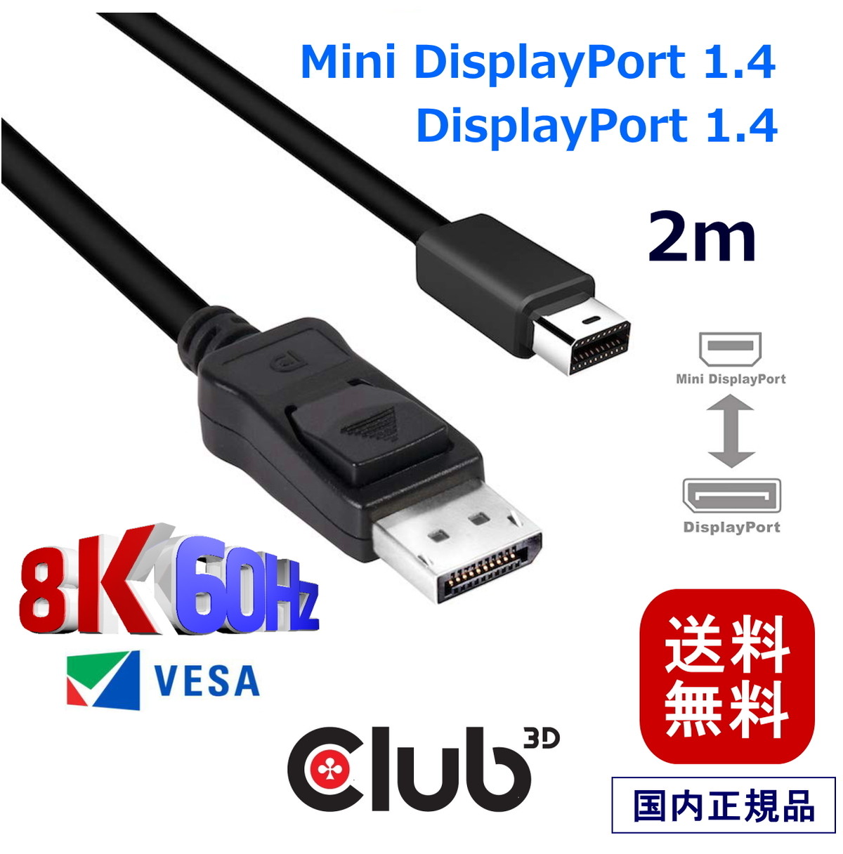 【CAC-1115】Club3D Mini DisplayPort™ to DisplayPort™ 1.4 HBR3 (High Bit ...